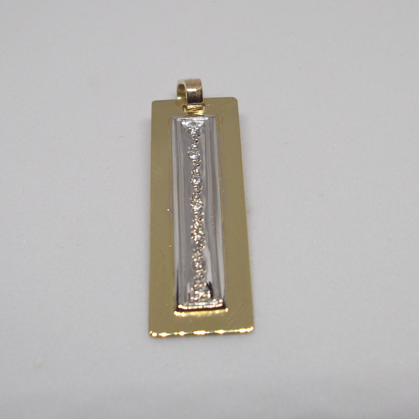 Rectangular Medal Plate in Yellow Gold and 18kt White Gold With Seven ...