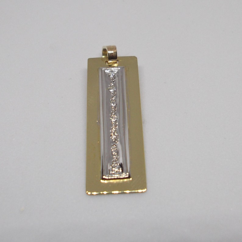 Rectangular Medal Plate in Yellow Gold and 18kt White Gold With Seven ...