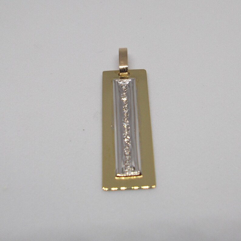 Rectangular Medal Plate in Yellow Gold and 18kt White Gold With Seven ...