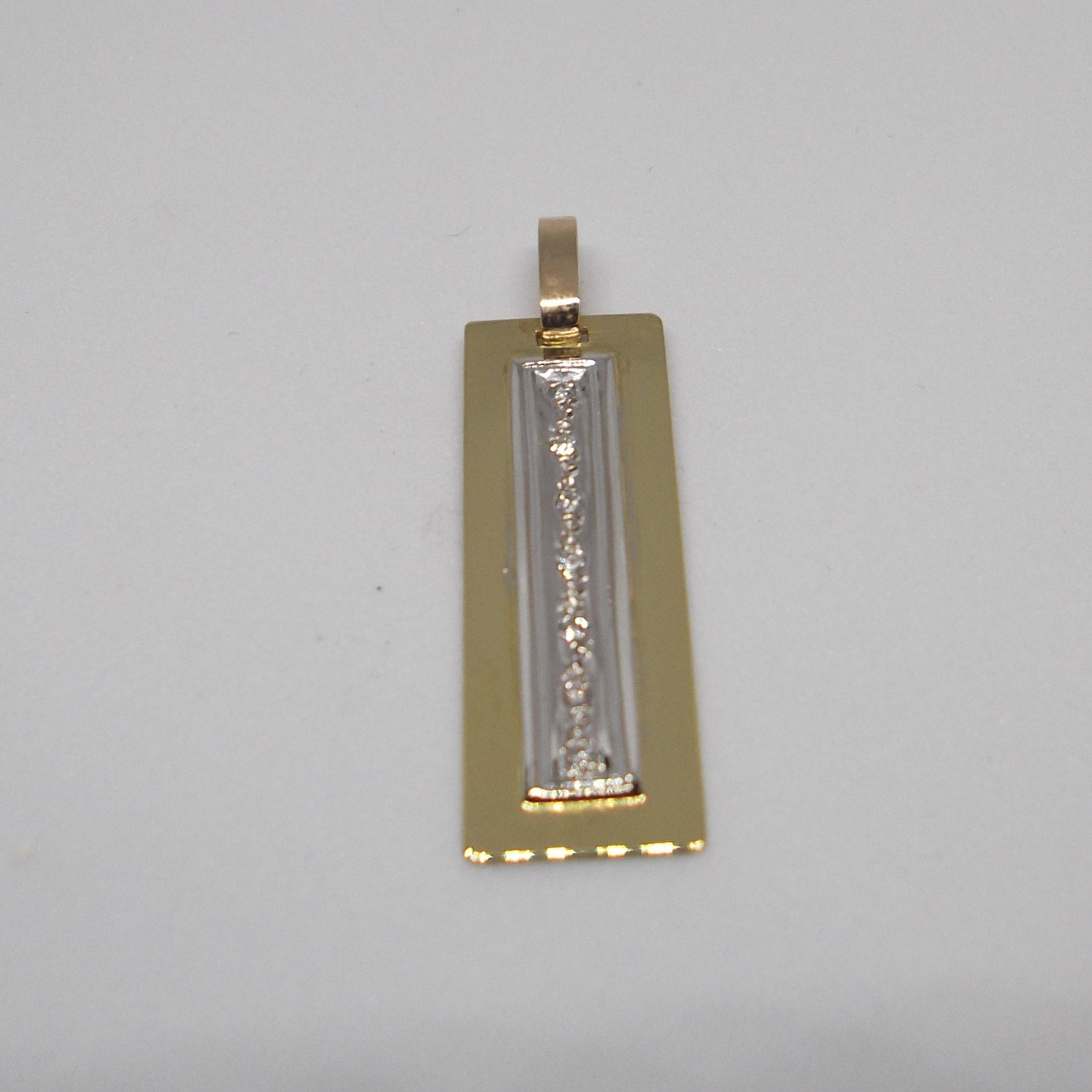 Rectangular Medal Plate in Yellow Gold and 18kt White Gold With Seven ...