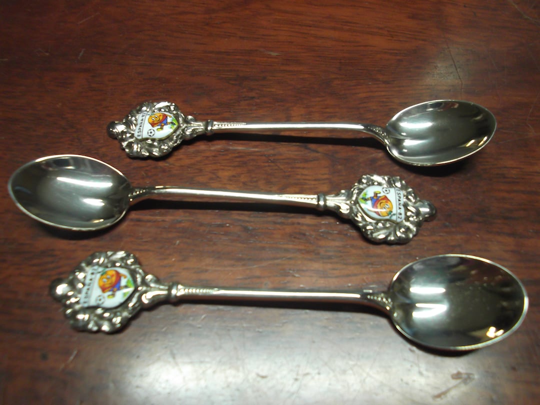 Silver Metal Coffee Spoon (alpaca) With Naranjito En Enamel on Fire ...