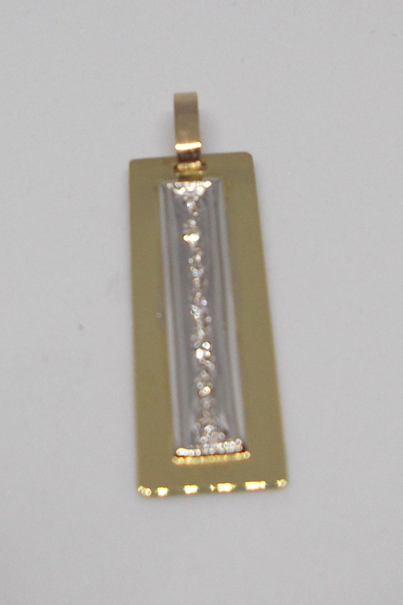 Rectangular Medal Plate in Yellow Gold and 18kt White Gold With Seven ...