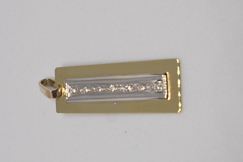 Rectangular Medal Plate in Yellow Gold and 18kt White Gold With Seven ...