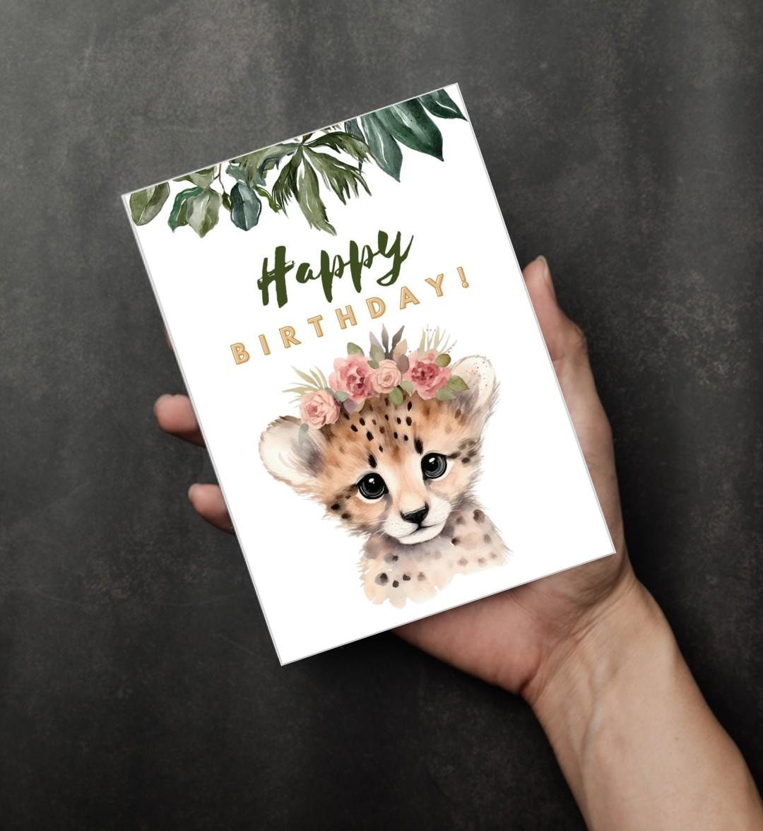 Cheetah - Happy Birthday PDF Card - Etsy