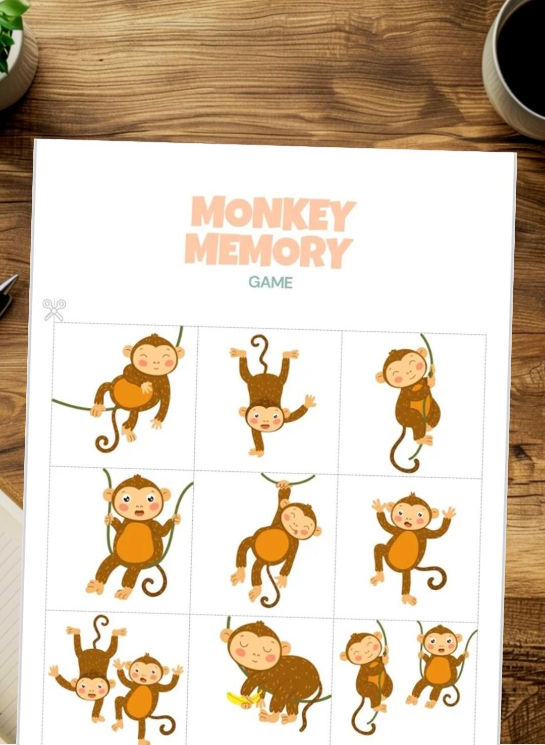 Monkey Memory Game - Digital Product - Etsy