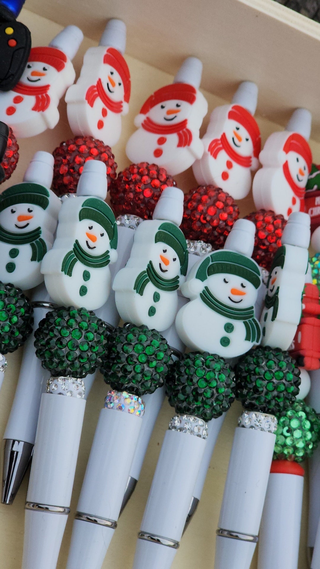 Snowman Beaded Pens Holiday Pens Christmas Office Decor - Etsy