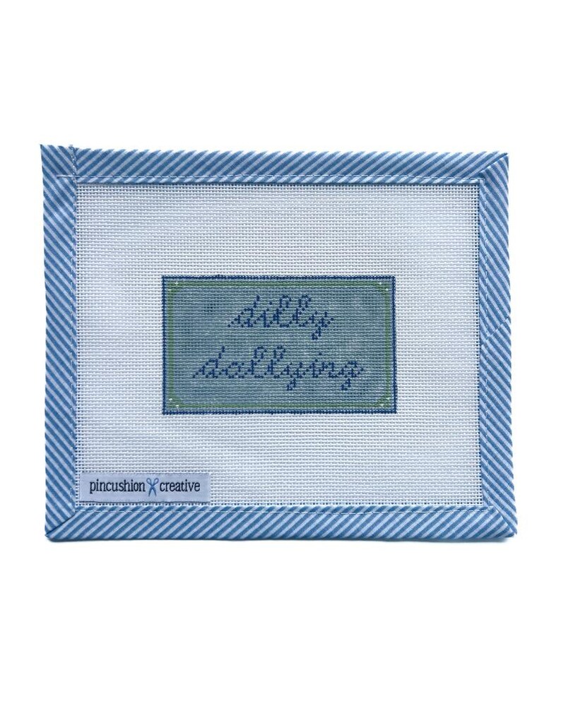 Dilly Dallying Needlepoint Canvas – Hand Painted Script Design, 18 Mesh ...