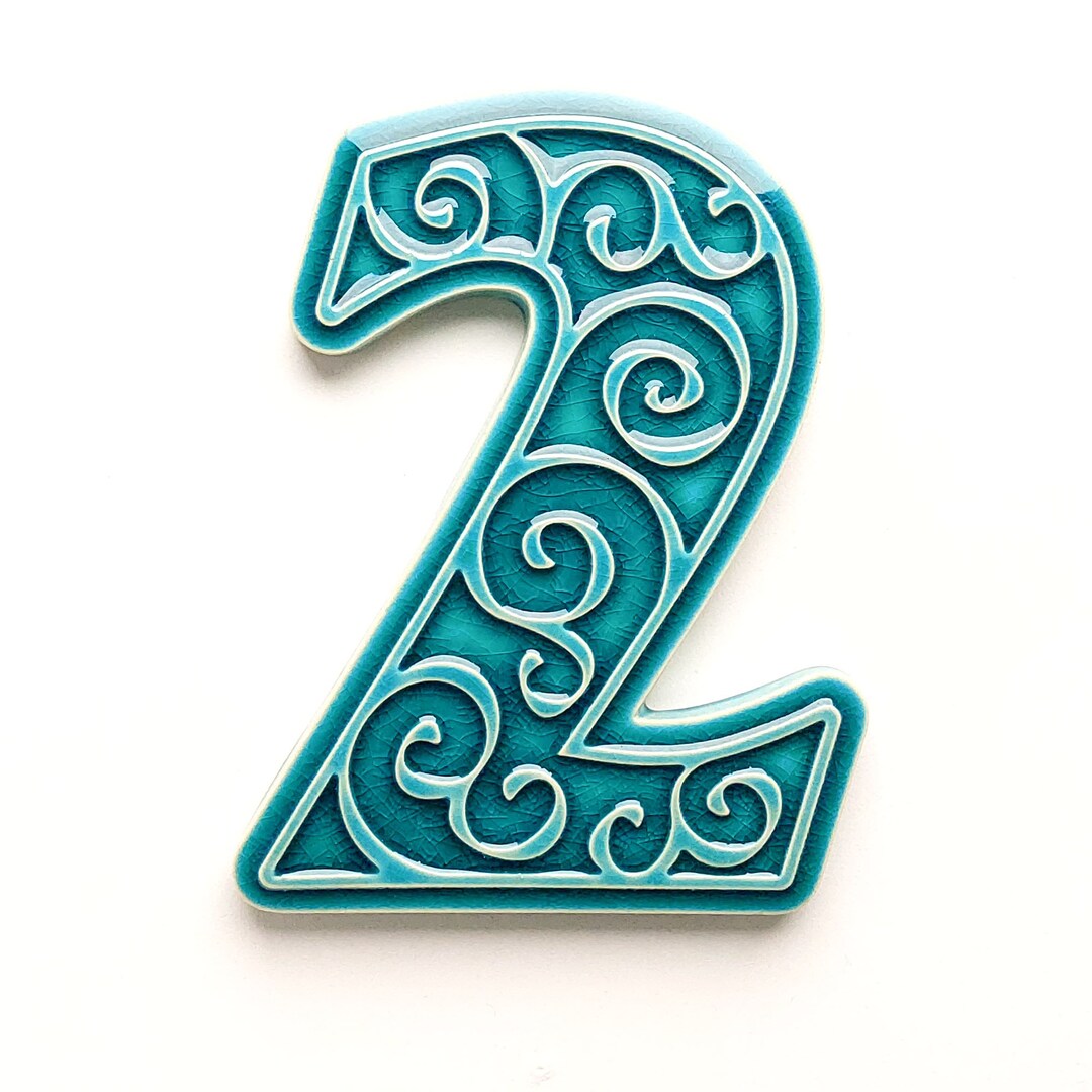 Ceramic House Number 2, Turquoise - Etsy
