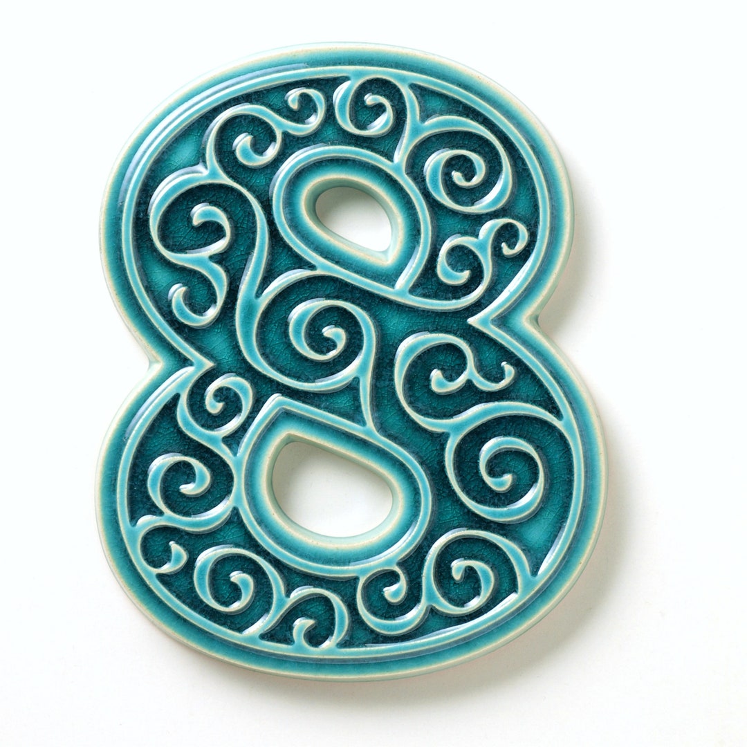 Ceramic House Number 8 Turquoise - Etsy