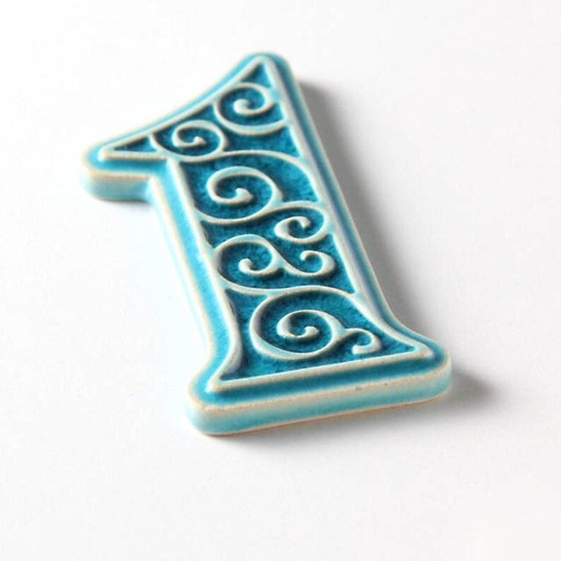 Apartment Number, Number 1 Turquoise, Ceramic. - Etsy