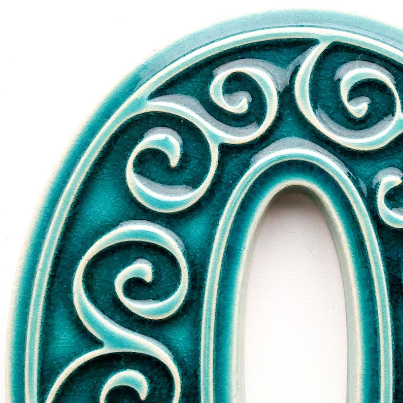 Ceramic House Number 0, Turquoise - Etsy
