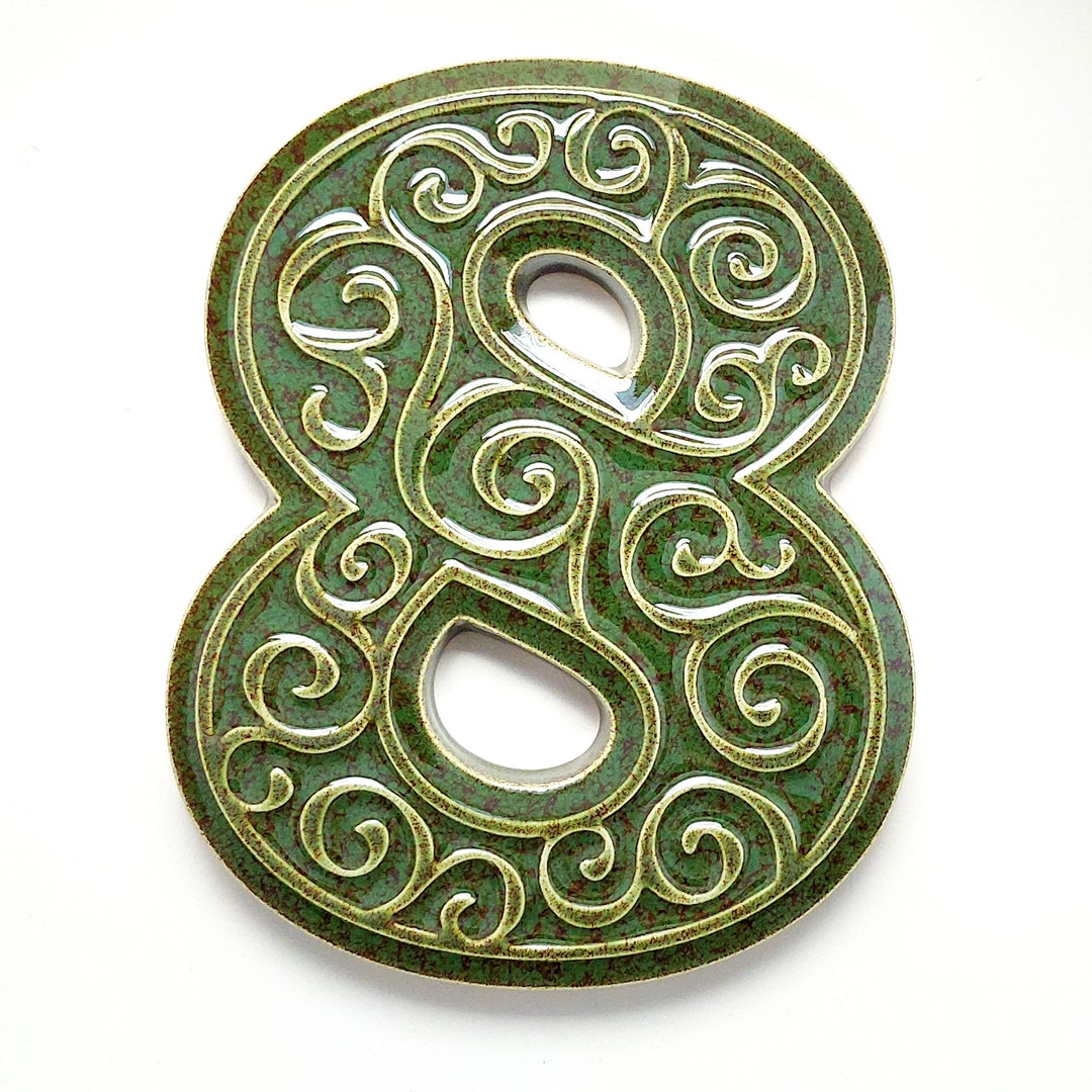 Ceramic House Number 8 , Dark Green - Etsy