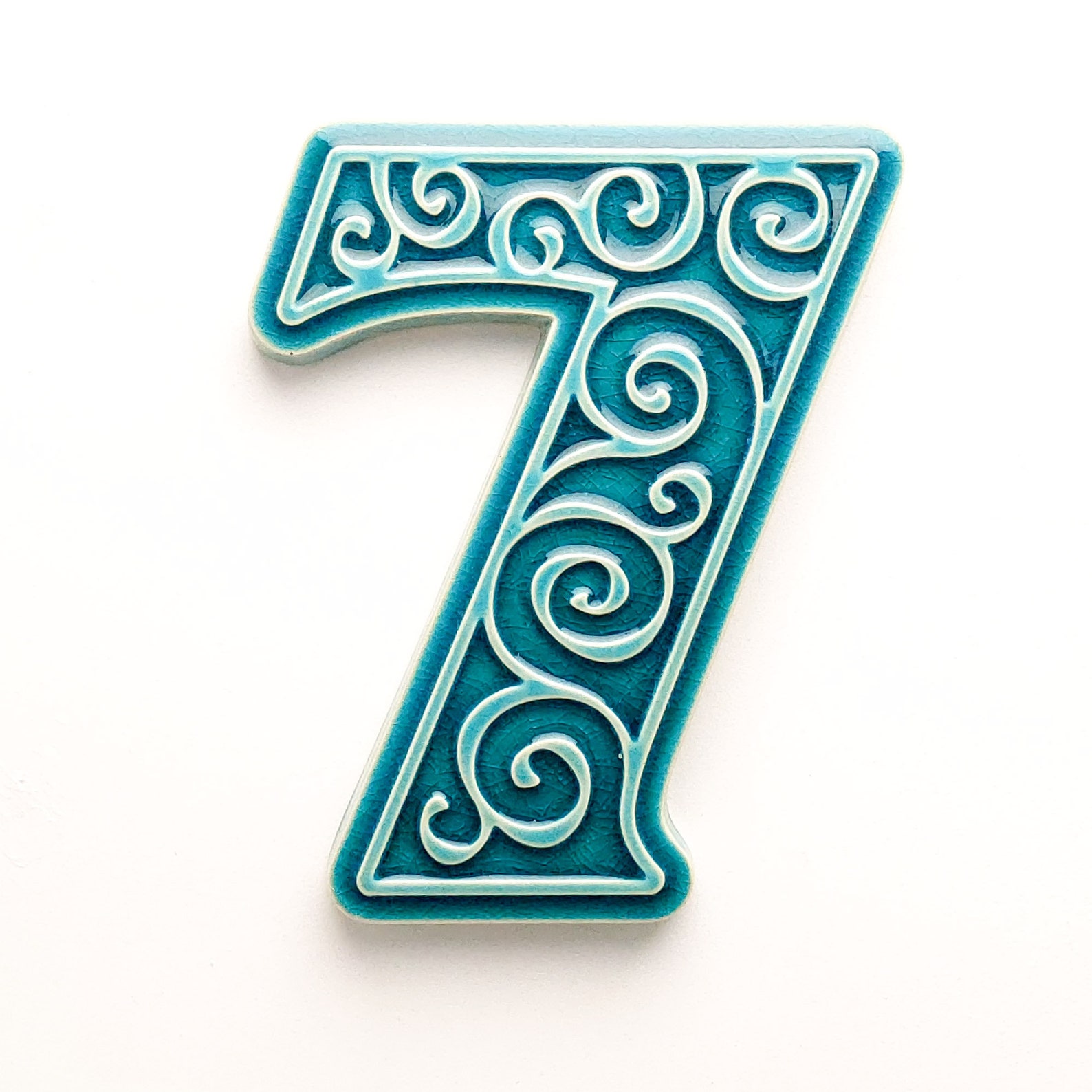 Ceramic House Number 7 , Turquoise - Etsy