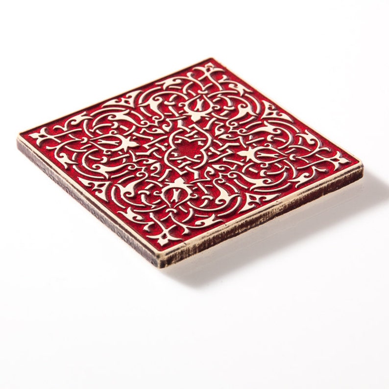 25 Tiles With Ornaments Red - Etsy