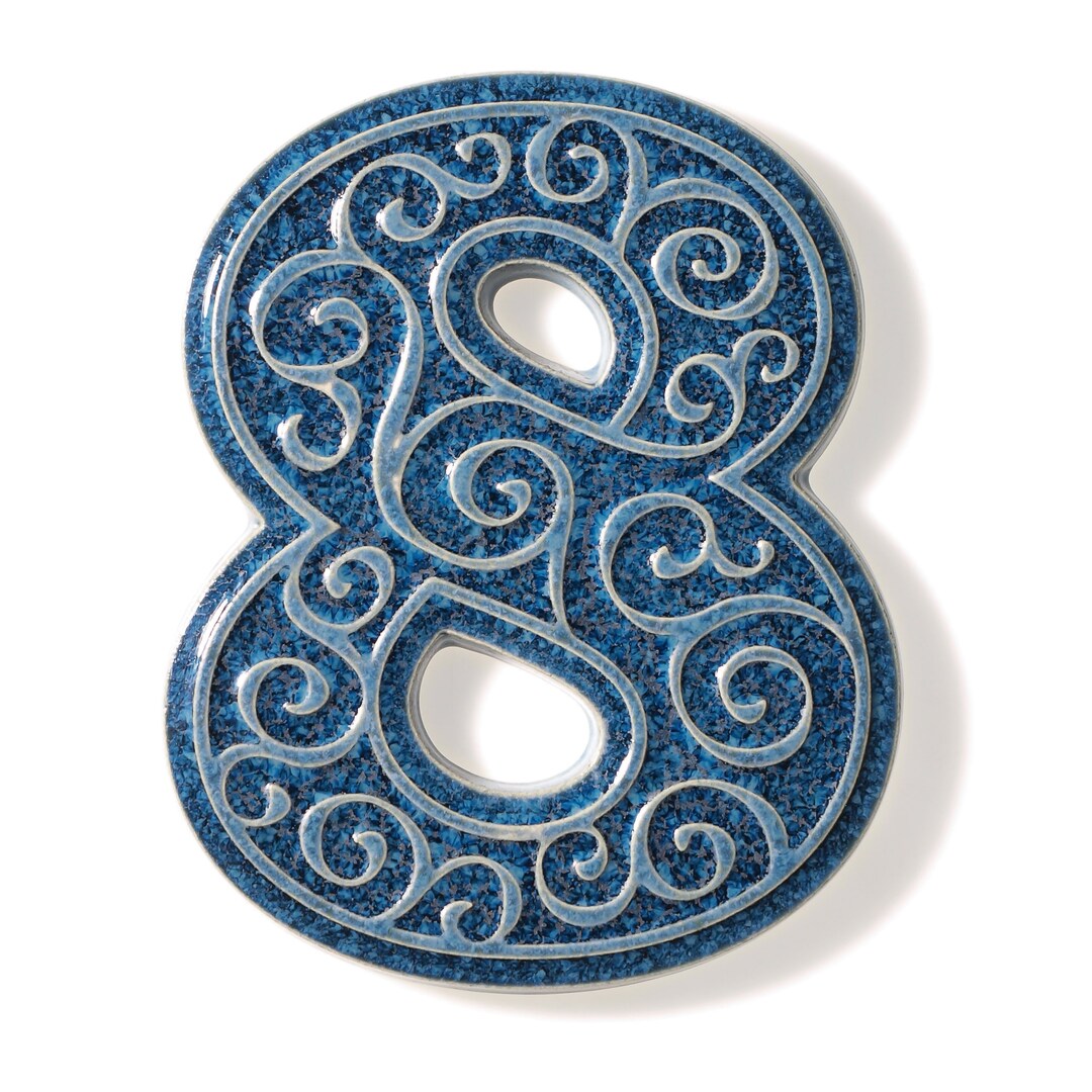 Ceramic House Number 8 , Grey-blue - Etsy