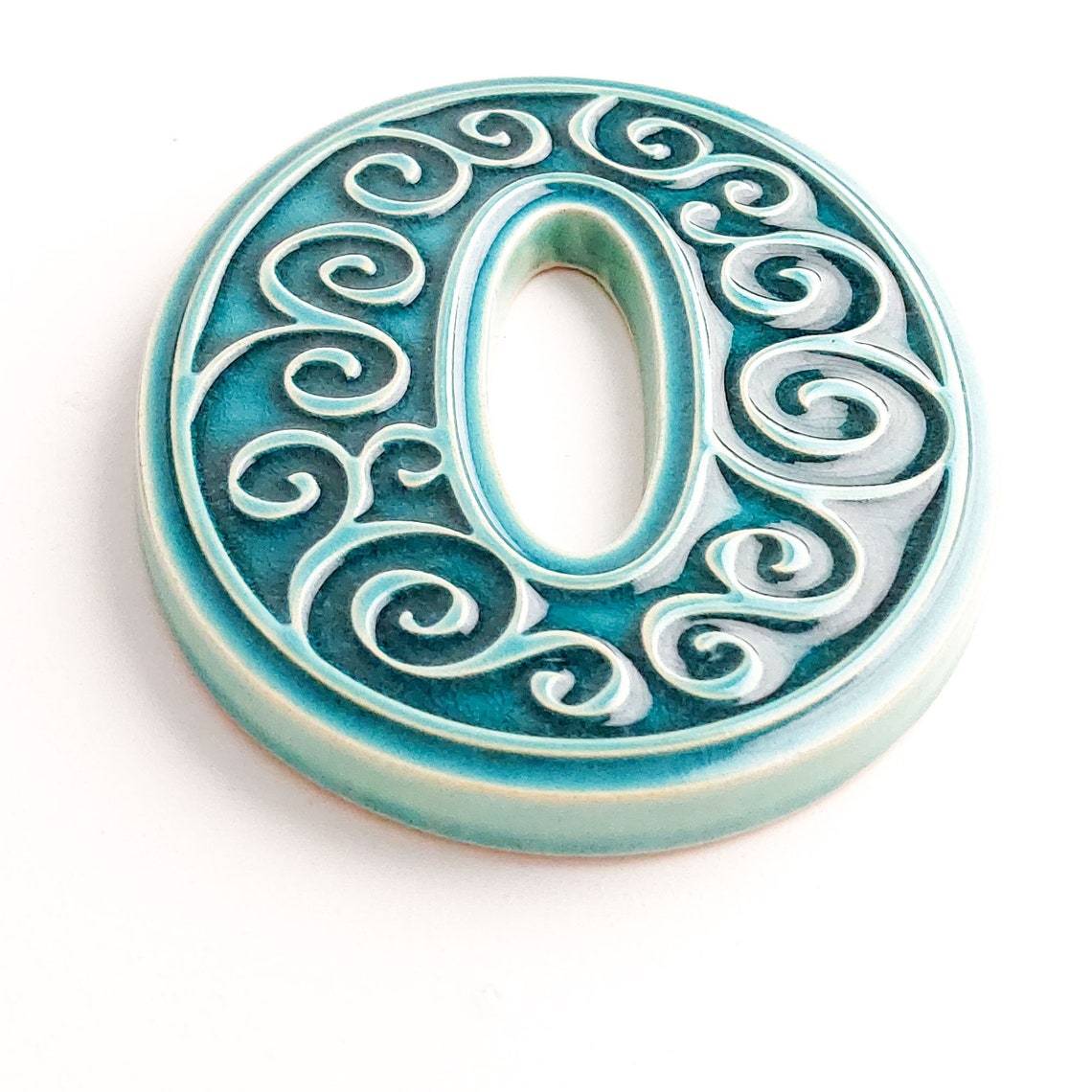 Ceramic House Number 0, Turquoise - Etsy