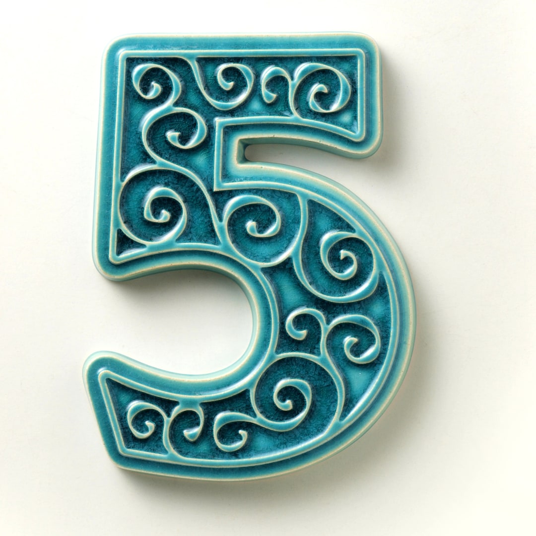 Ceramic House Number 5 Turquoise - Etsy