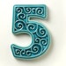 Ceramic House Number 5 Turquoise - Etsy