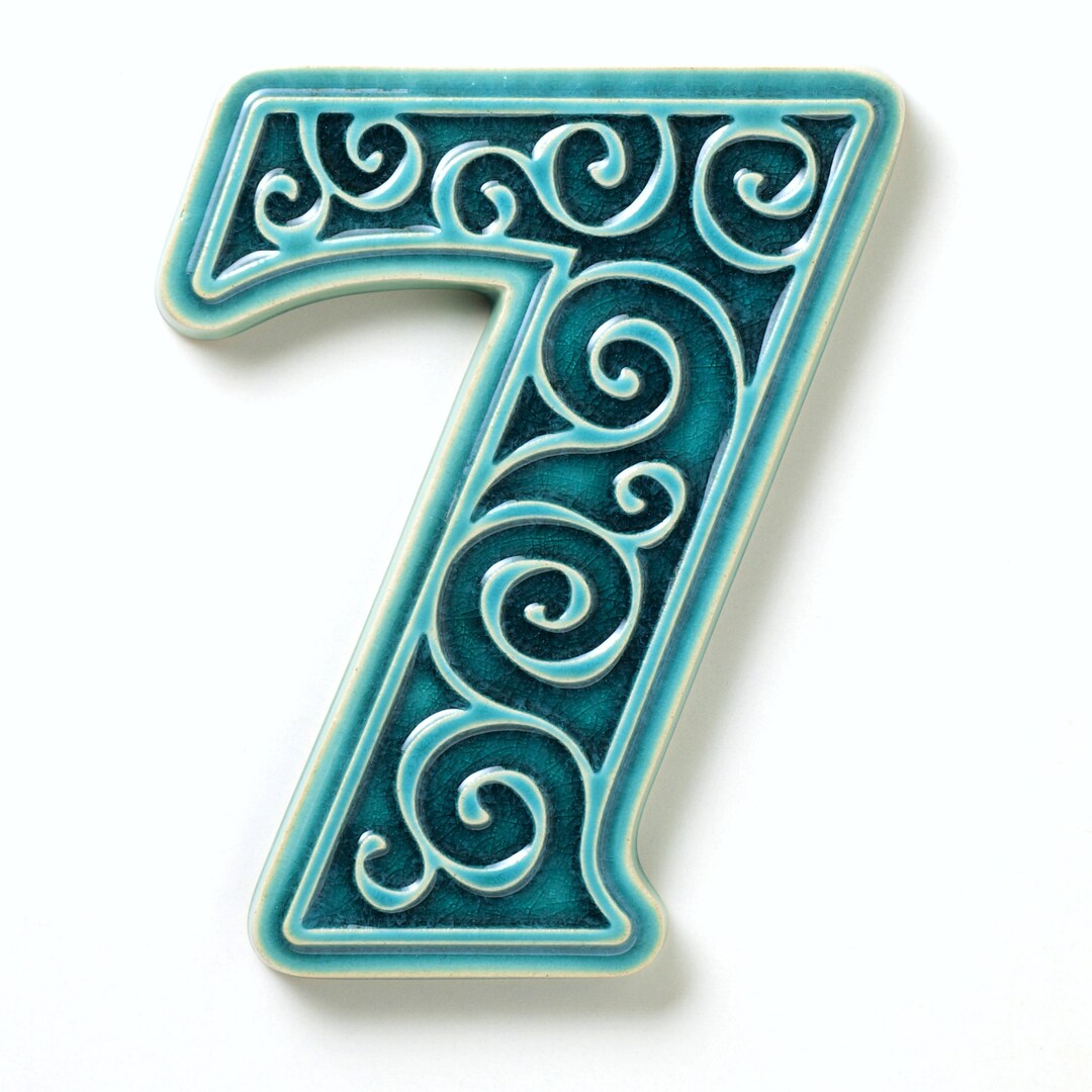 Ceramic House Number 7 Turquoise - Etsy