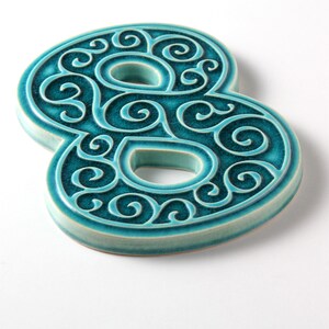 Ceramic House Number 8 Turquoise - Etsy