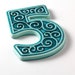 Ceramic House Number 5 Turquoise - Etsy