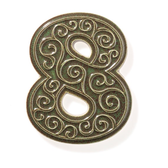 Ceramic House Number 8 Dark Green | Etsy