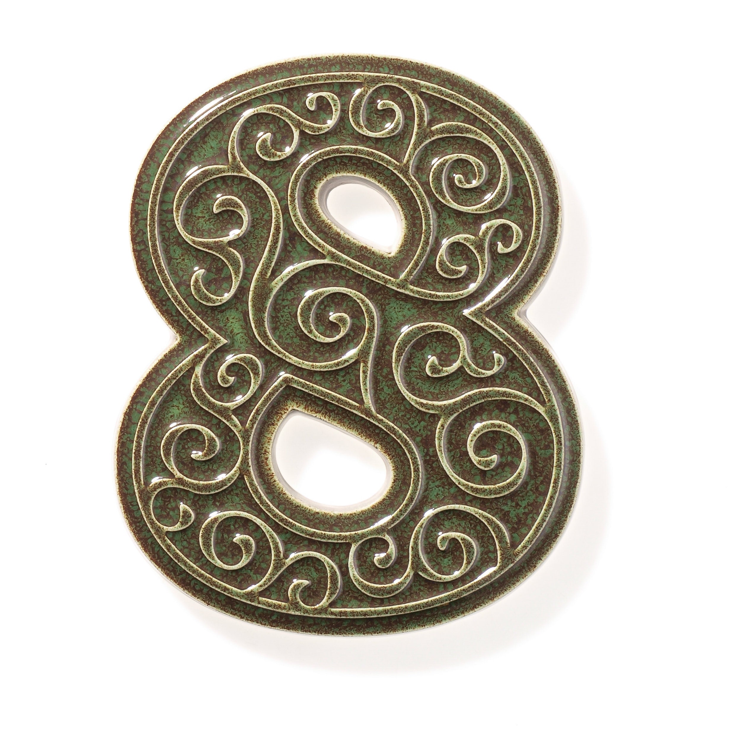 Ceramic House Number 8 Dark Green - Etsy