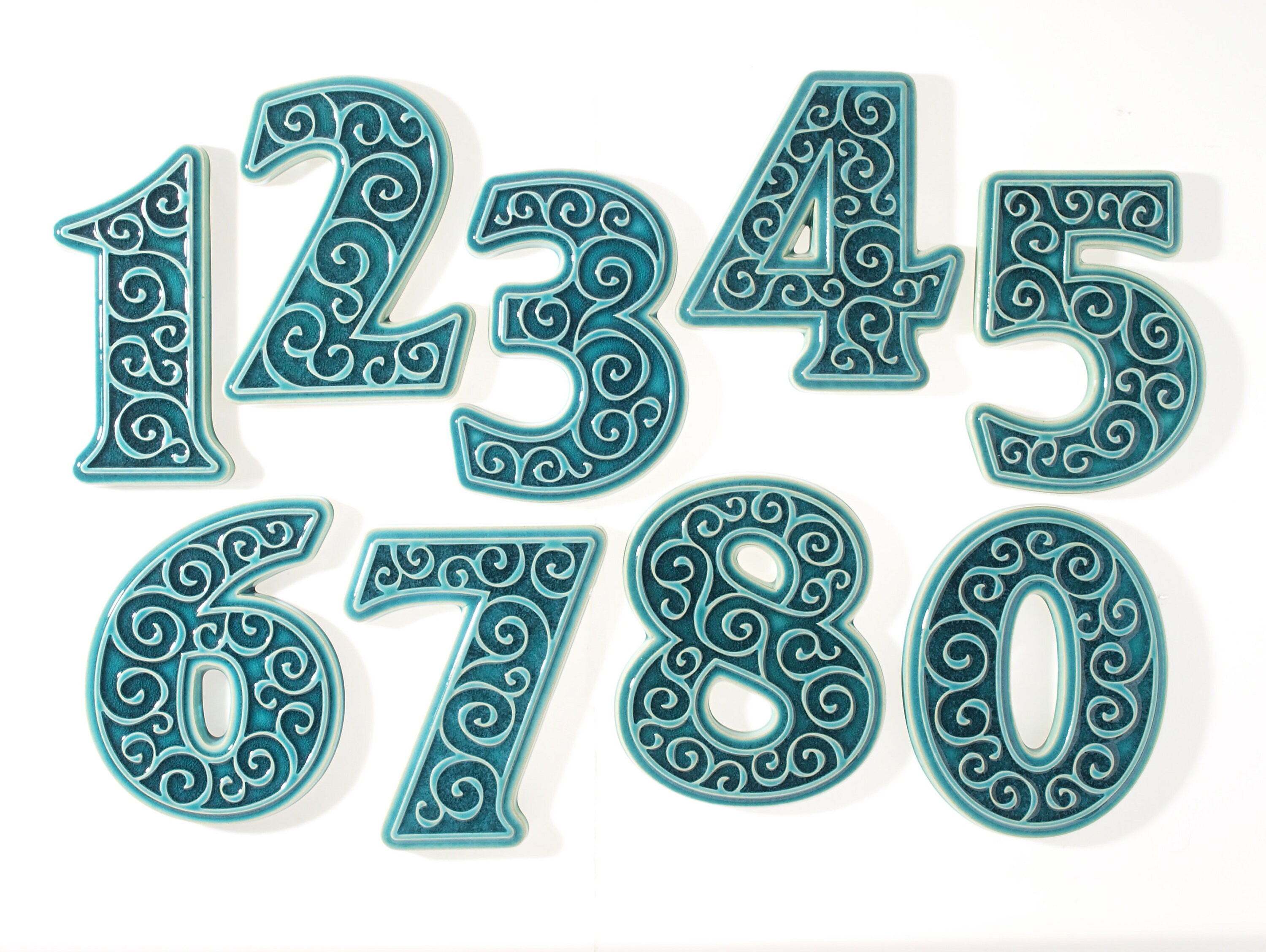 Ceramic House Number 3 Turquoise - Etsy