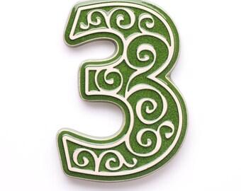 Ceramic House Number 3 Turquoise - Etsy