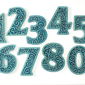 Ceramic House Number 6, Turquoise - Etsy