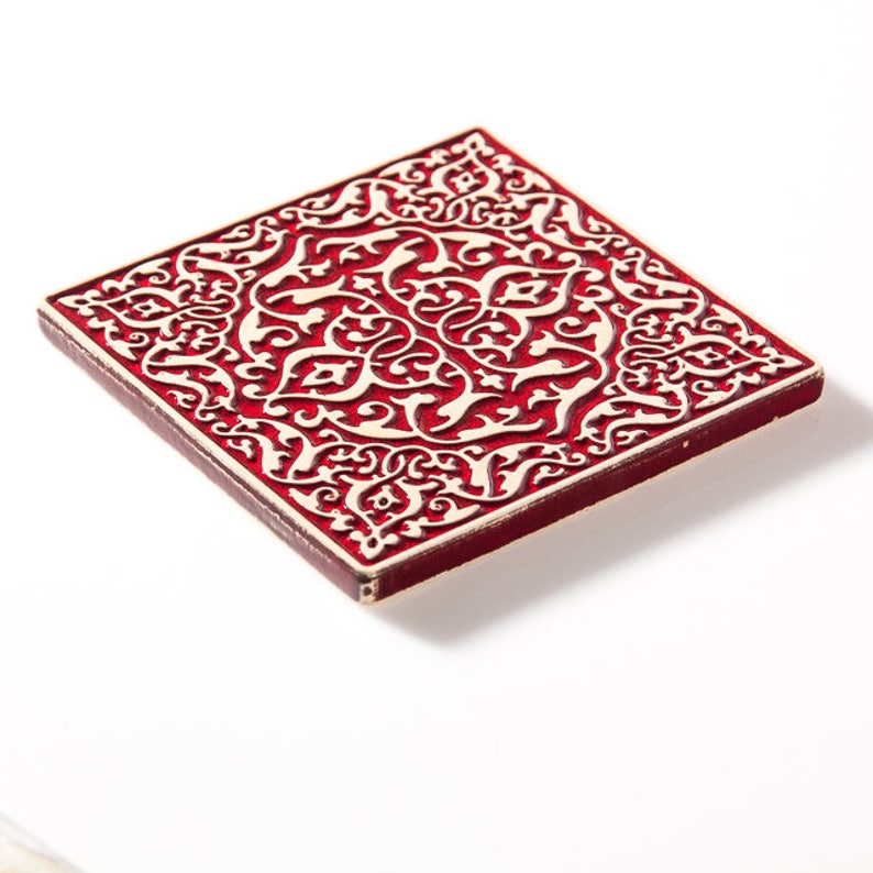 25 Tiles With Ornaments Red - Etsy