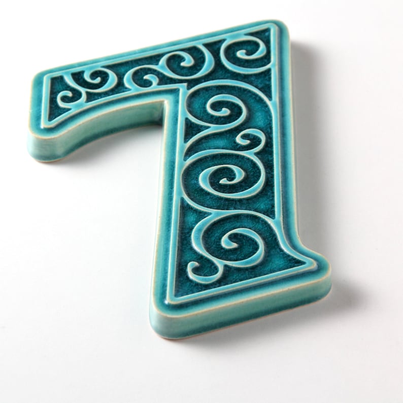 Ceramic House Number 7 Turquoise - Etsy