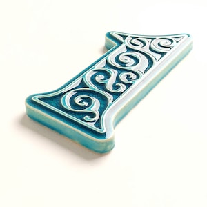 Número de casa, dígito 1, turquesa, cerámica, decorativo, números de ...