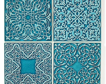 Turquoise Blue Tile Stickers Set of 24 Tile Decals Mixed Tiles for ...