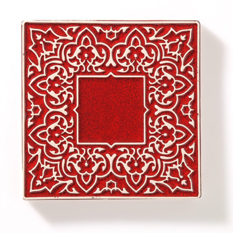 25 Tiles With Ornaments Red - Etsy