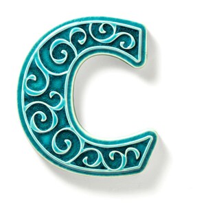 Ceramic Letter C, Addition to the House Number, Turquoise - Etsy