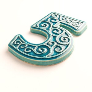 Ceramic House Number 5, Turquoise - Etsy