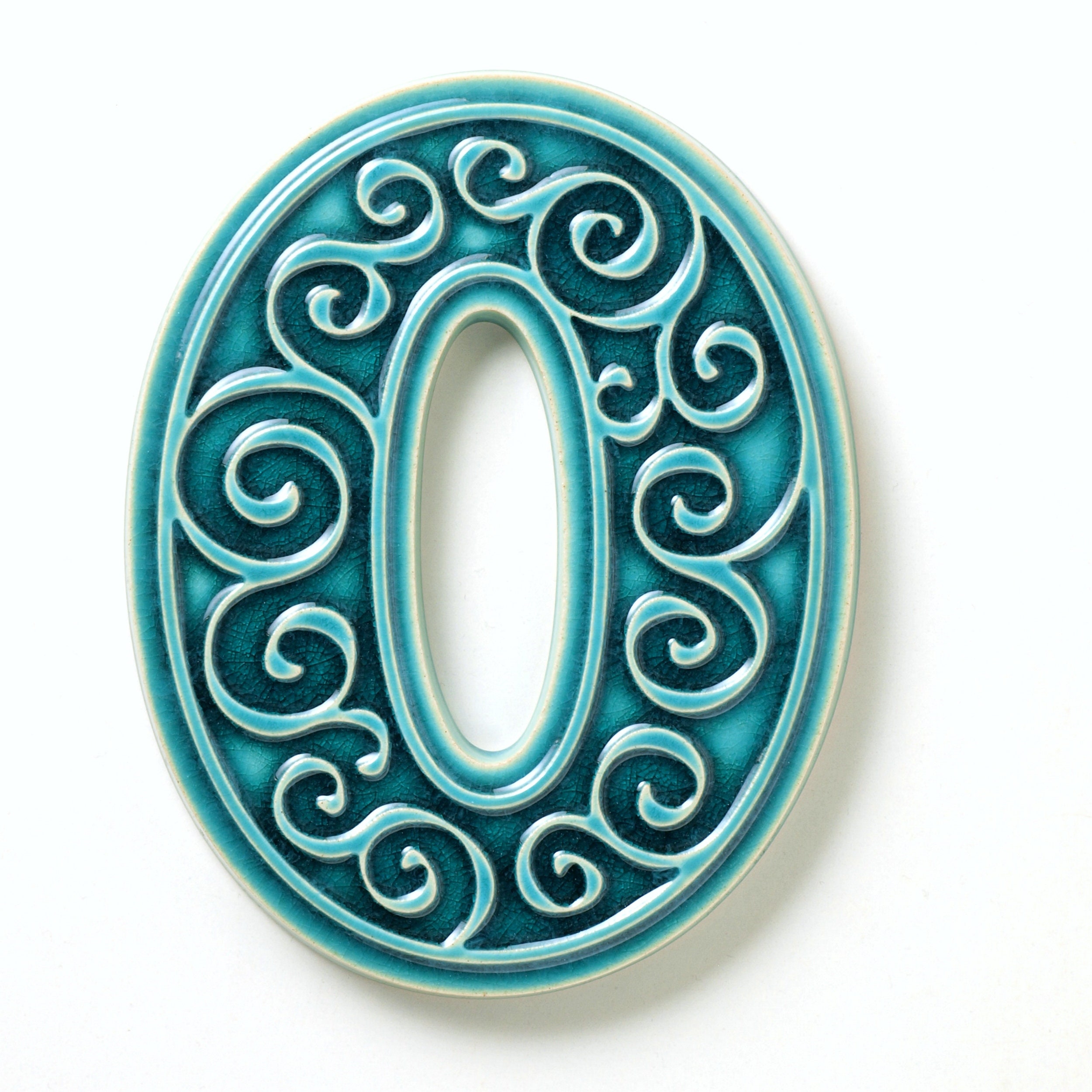 Ceramic House Number 0 Turquoise - Etsy