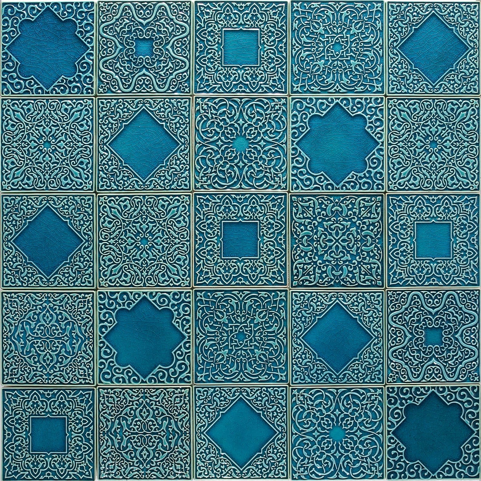 25 Tiles With Ornaments Turquoise No.2 - Etsy