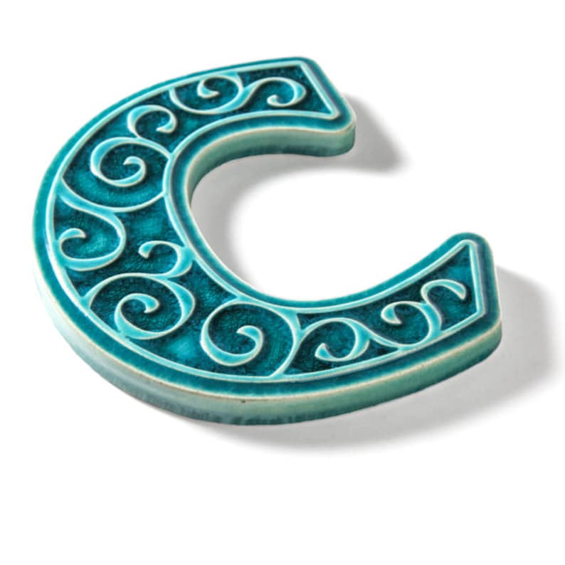 Ceramic Letter C Addition to the House Number Turquoise | Etsy