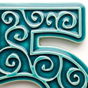 Ceramic House Number 5, Turquoise - Etsy