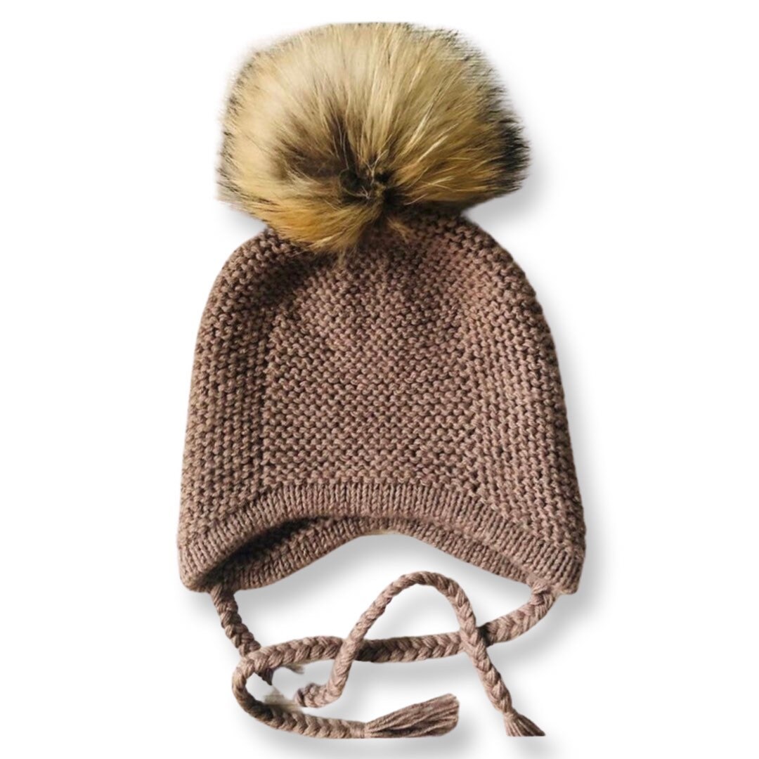 Cream Hat w/ Real for Pom Pom // Winter Hat for kids//Knitted - Etsy Italia