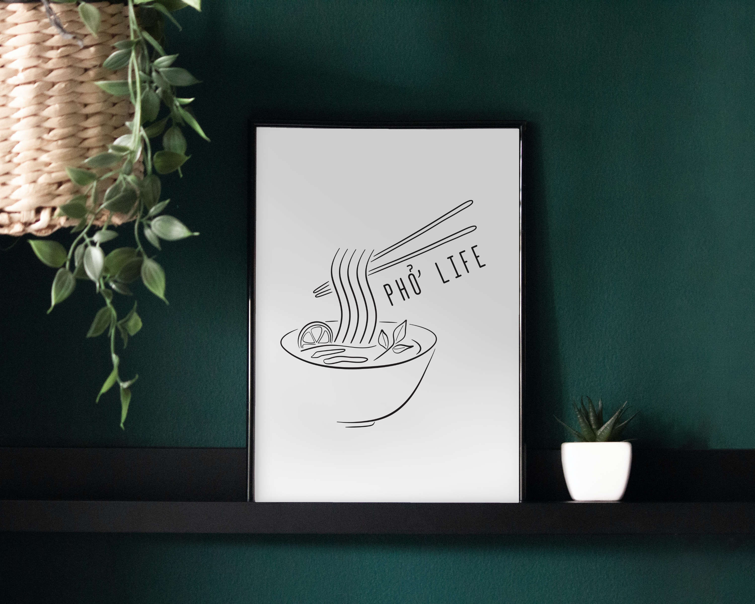 PRINTABLE Minimal Pho Life Line Art Print, Modern Food Art, Asian ...