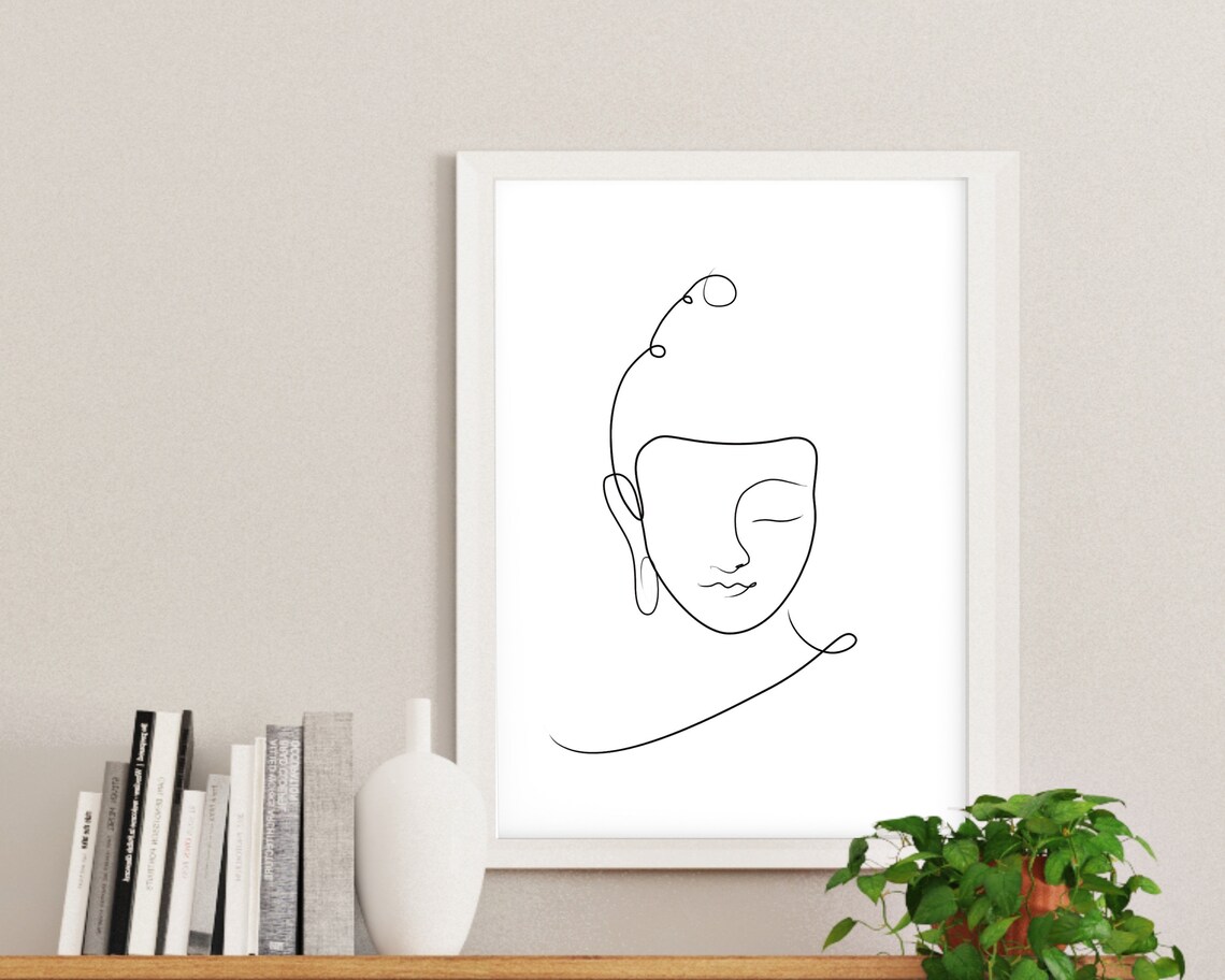 PRINTABLE Buddha Line Art Minimalistic Print, Black and White, Minimal ...