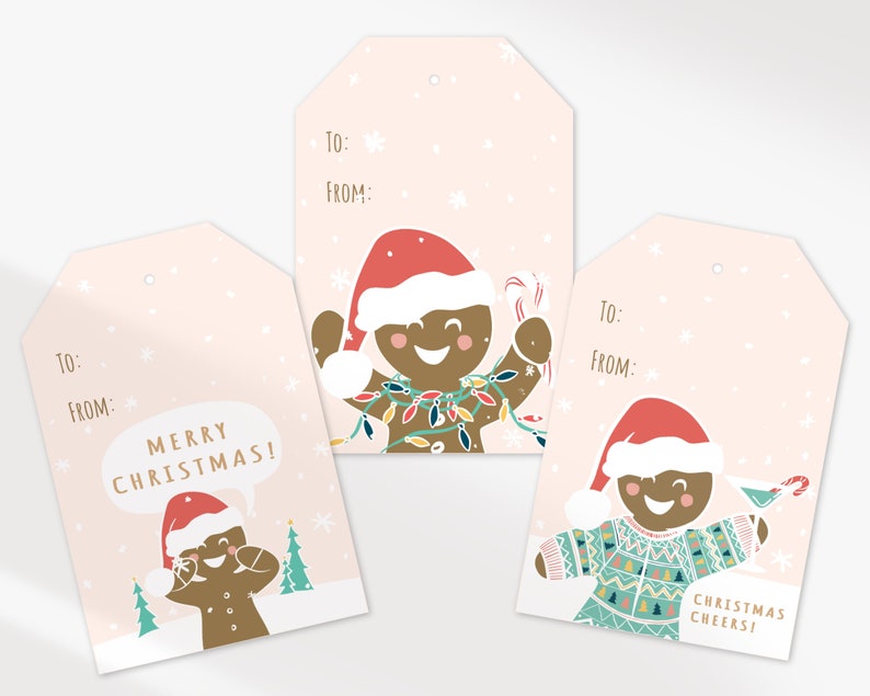 PRINTABLE Christmas Gift Tag, Gingerbread Print, Holiday Gift Label ...