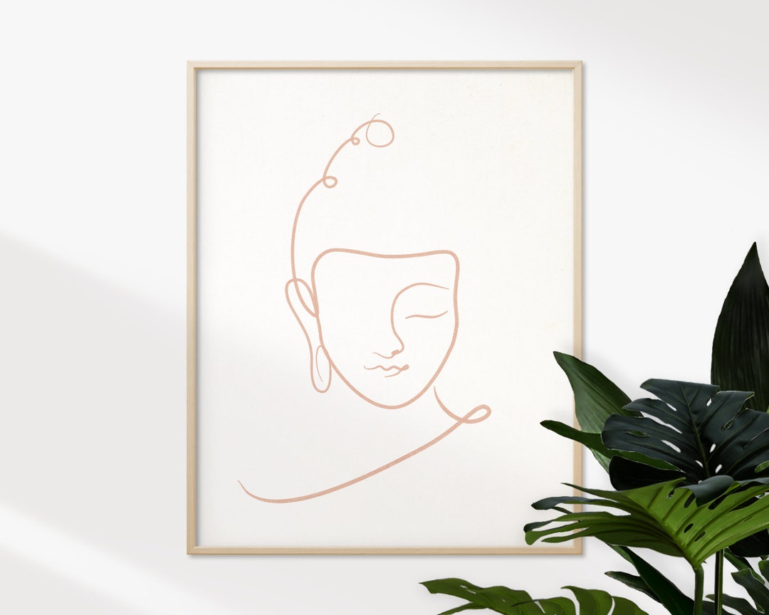 PRINTABLE Beige Buddha Line Art, Minimalist Boho Poster, Calming Wall ...