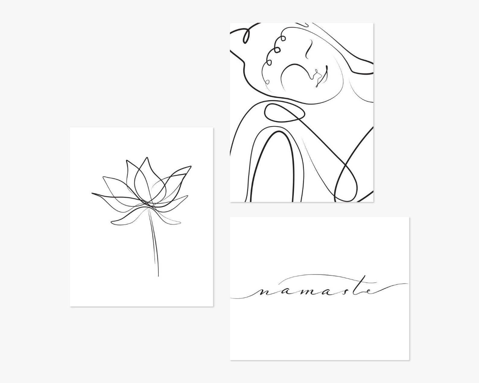 PRINTABLE Set of 3, Spiritual Wall Art, Buddha Line Art, Calming Wall ...