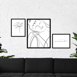 PRINTABLE Set of 3, Spiritual Wall Art, Buddha Line Art, Calming Wall ...