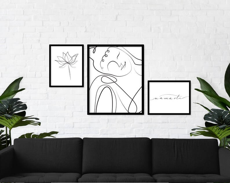 PRINTABLE Set of 3, Spiritual Wall Art, Buddha Line Art, Calming Wall ...