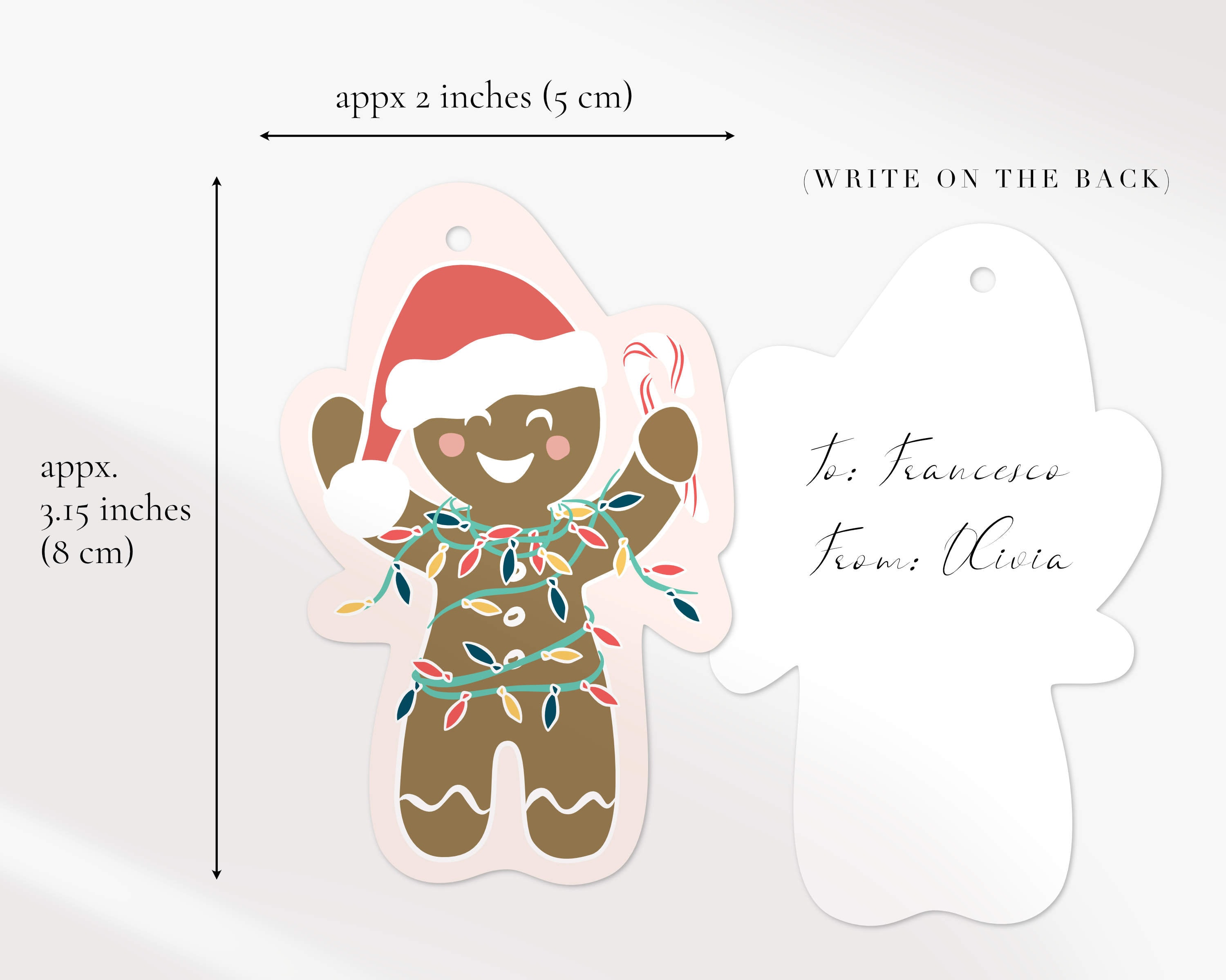 PRINTABLE Christmas Gift Tag, Gingerbread Man Print, Set of Festive ...